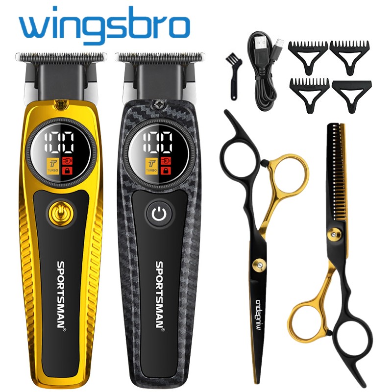 wingsbro Professional Hair Trimmer for Men Zero Gapped DLC T-Blade LED ...