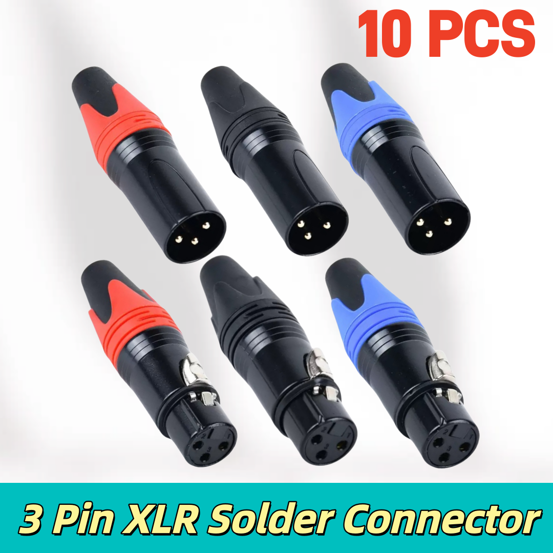 【10PCS】3 Pin XLR Solder Connector, 5 Male and 5 Female XLR Mic Snake ...