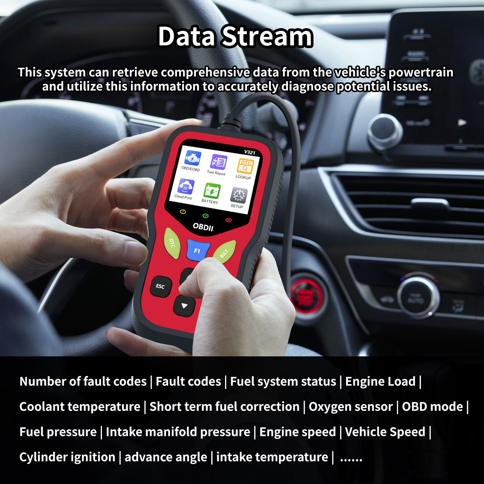 V321 Car Diagnostic Tool, Auto Code Reader, Quick Clear Engine Fault ...