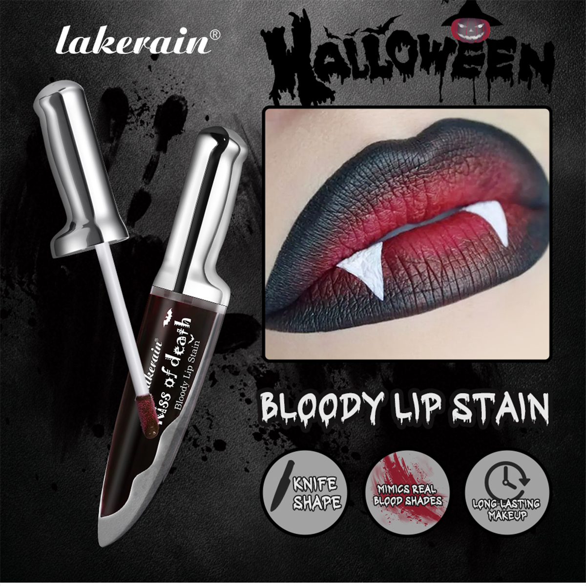 Lakerain Lip Stain Kiss Of Death Bloody Gothic Halloween Liquid ...