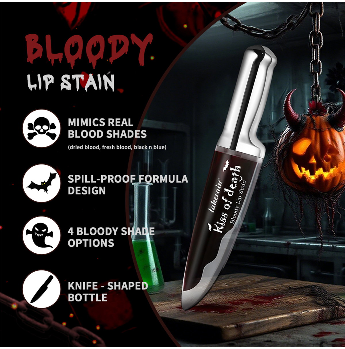 Lakerain Lip Stain Kiss Of Death Bloody Gothic Halloween Liquid ...