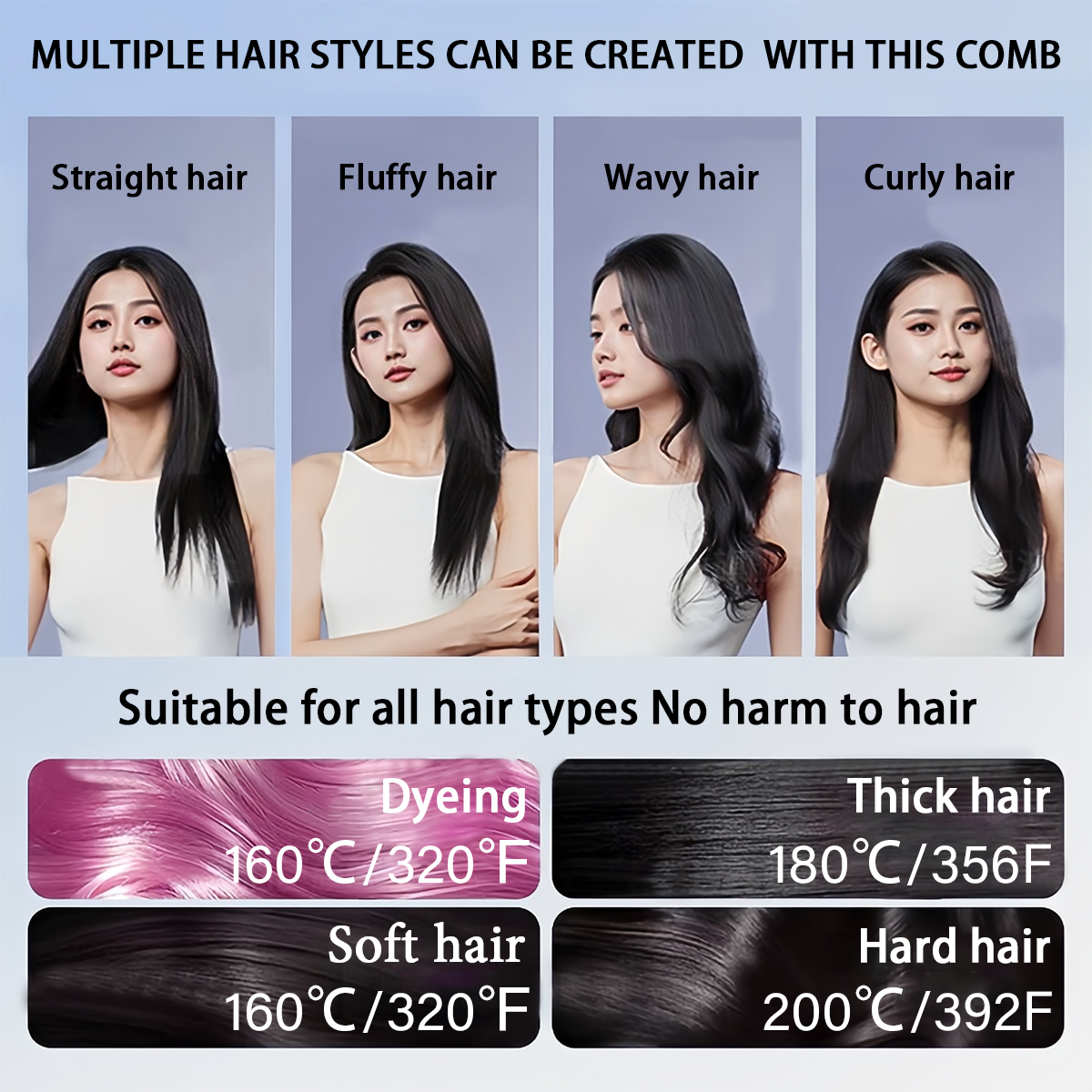 KOKIRA Wireless Cordless Hair Straightener Comb Portable Electric Hair ...