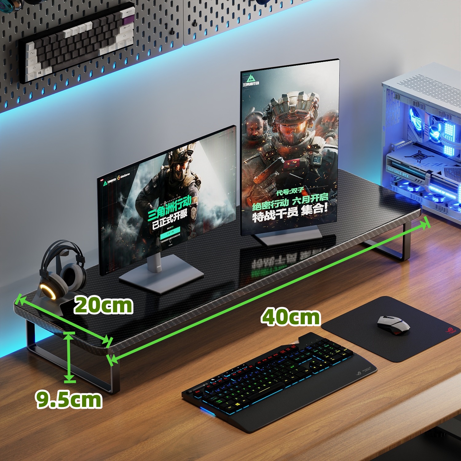 Wooden Computer Monitor Stand Desktop PC Rack Table Organizer Monitor ...