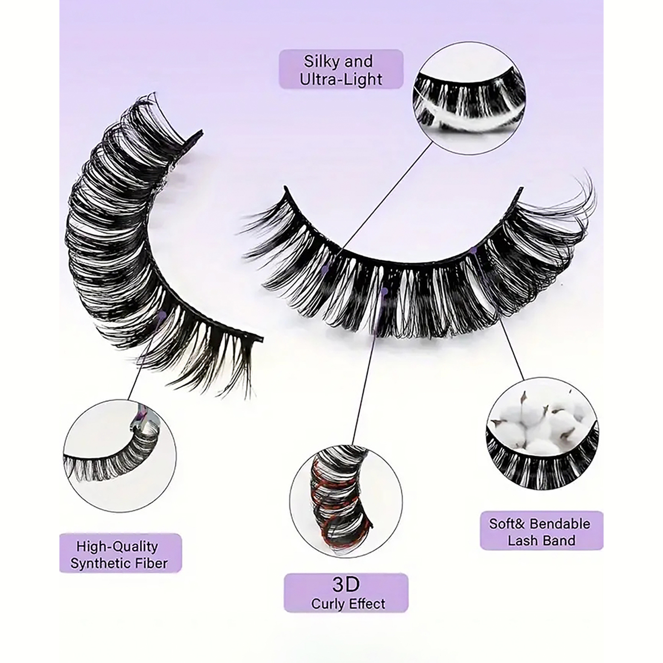 20 Pairs Mango-Designed Eyelashes: Voluminous Black Dramatic Thick ...