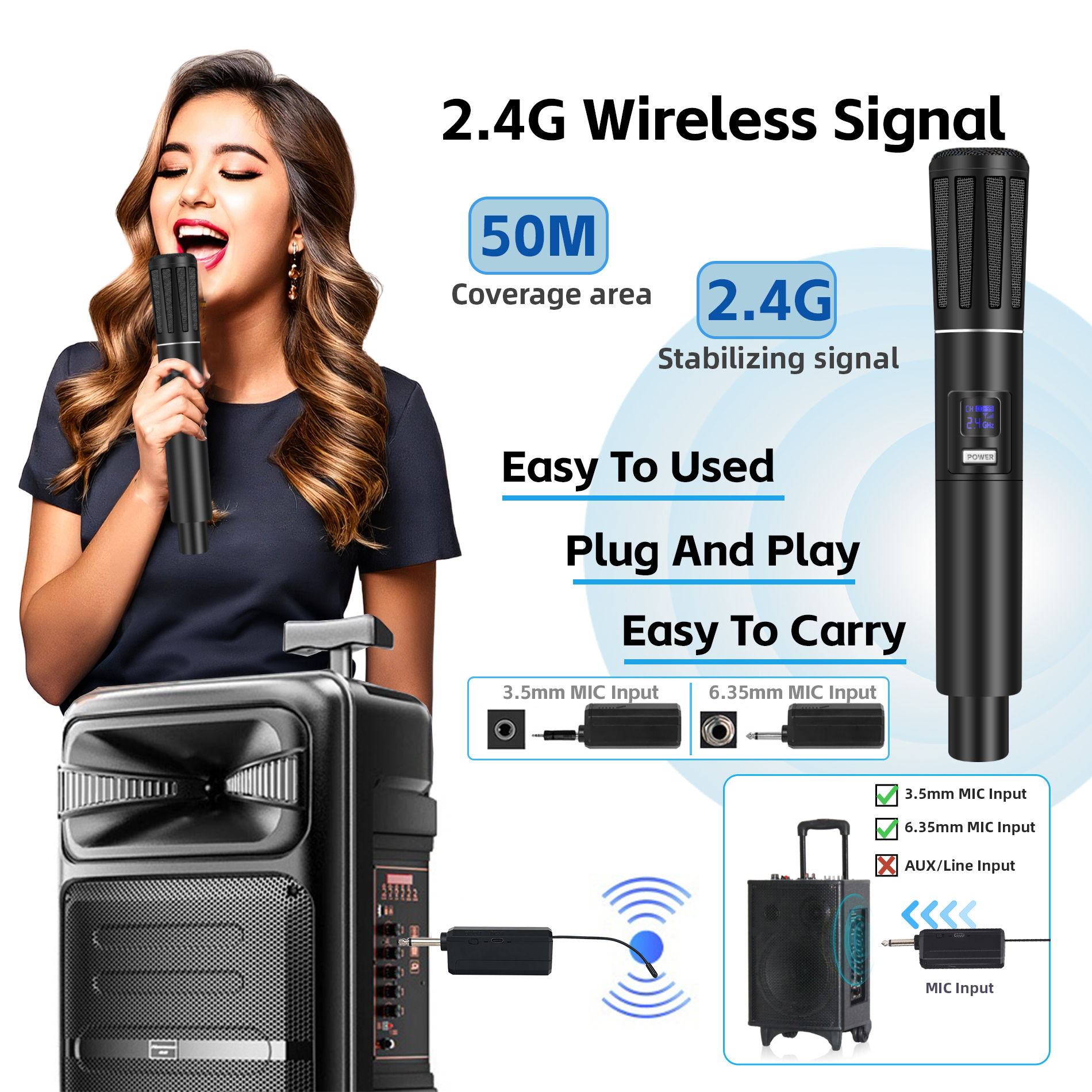 Microphone 59-2 Professional MIC Wireless Microphone Rechargeable ...