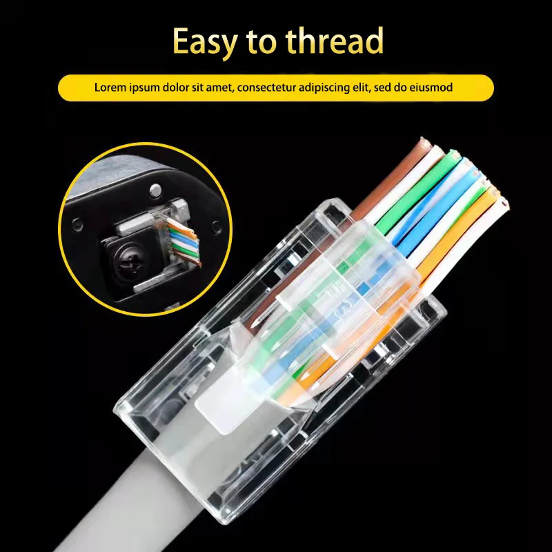 Gold Plated 100Pcs/Box RJ45 Plug Network Crystal Head Gigabit Ethernet ...