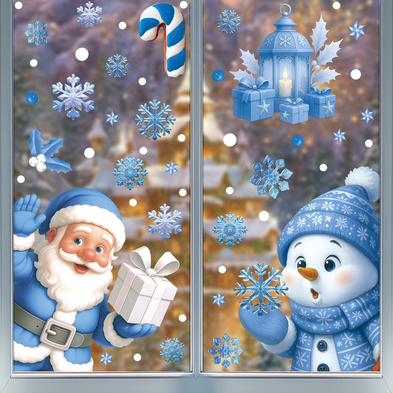Christmas Decorations Cartoon Santa Claus Window Stickers Christmas ...