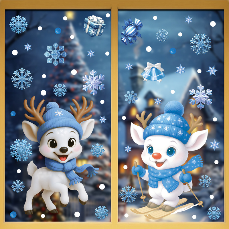 Christmas Decorations Cartoon Santa Claus Window Stickers Christmas ...