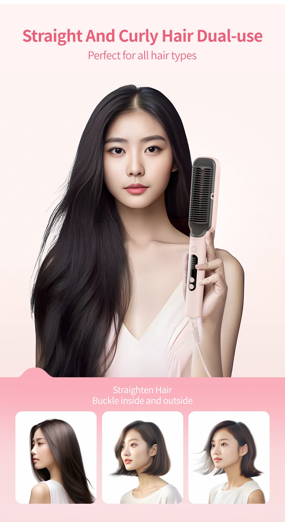 Simplus Hair Straightener Brush 30 million negative ions 4 heat ...