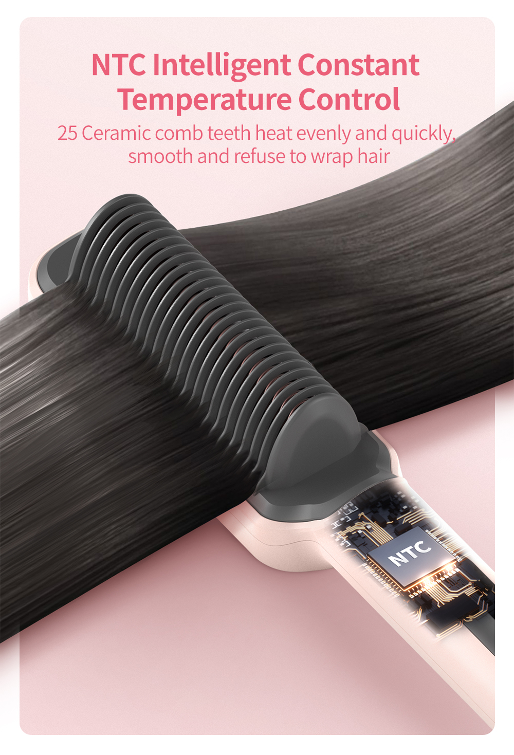 Simplus Hair Straightener Brush 30 million negative ions 4 heat ...