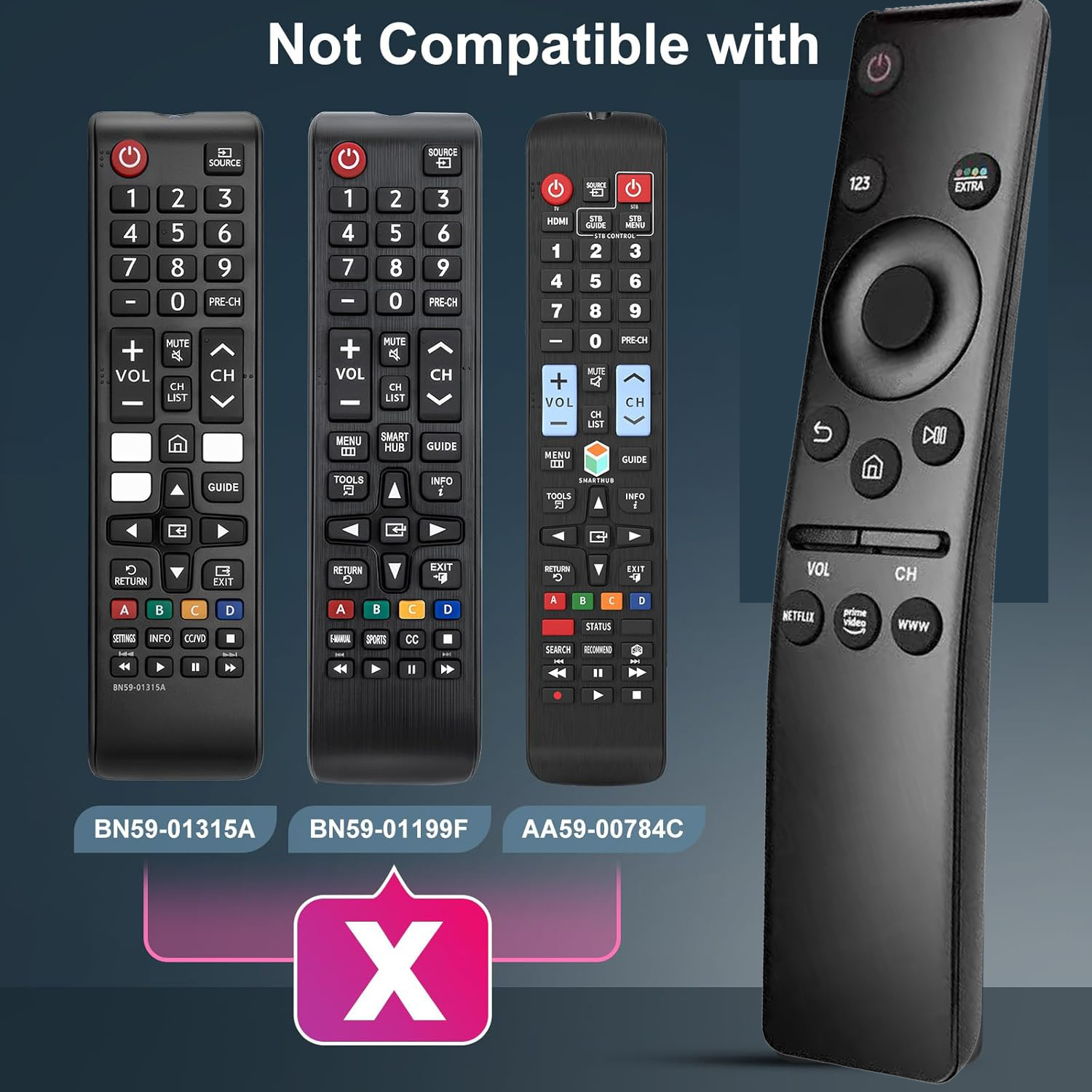 Designed for all SAMSUNG new smart TV remote controls, not compatible ...