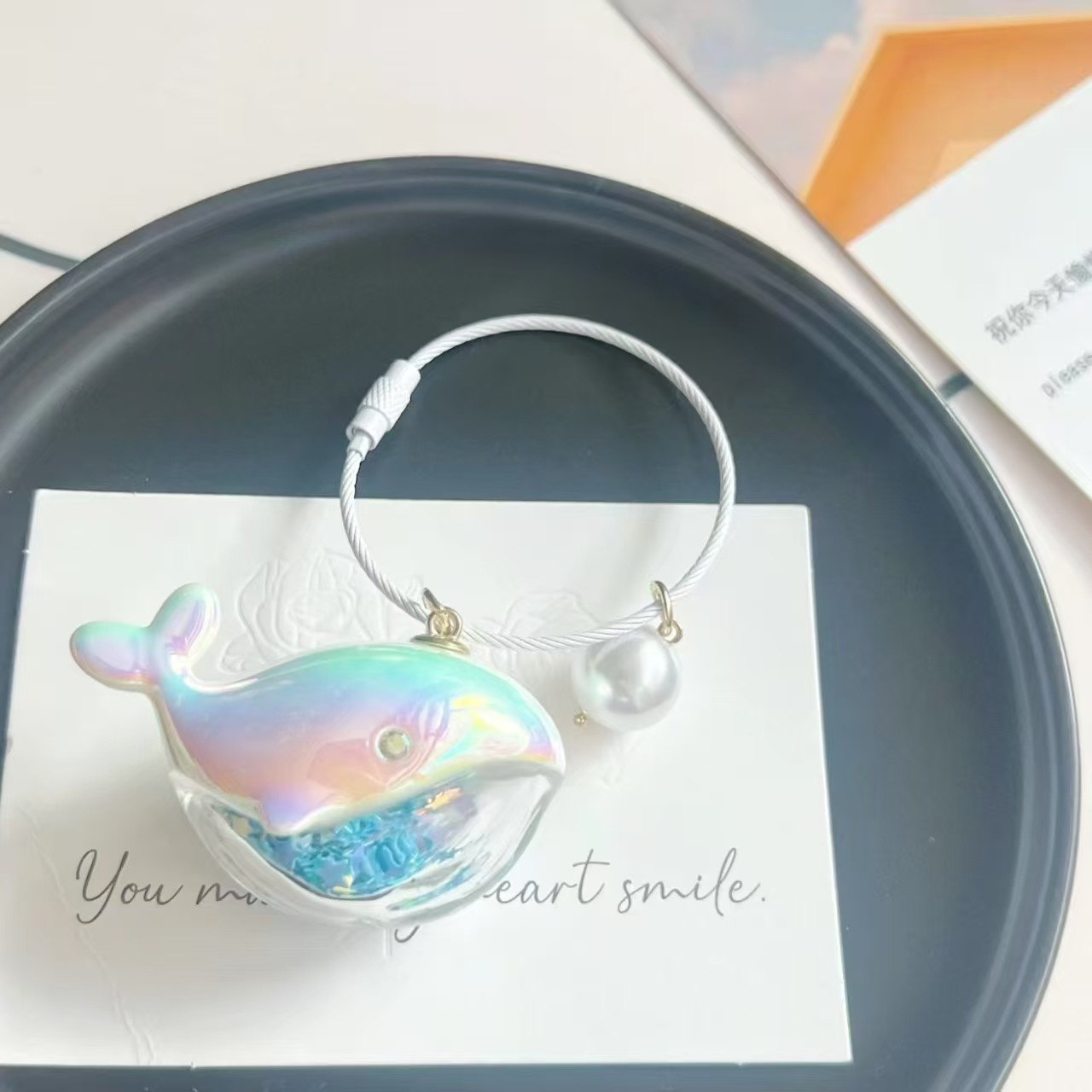 Whale Charm Keychain & Backpack Pendant - Aquarium-Themed Couple-Style ...