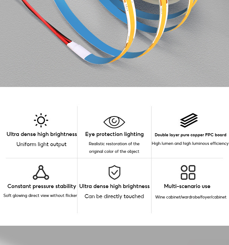 LED Strip Light COB 5M/10M flexible light strip Cutable lighting 12V ...