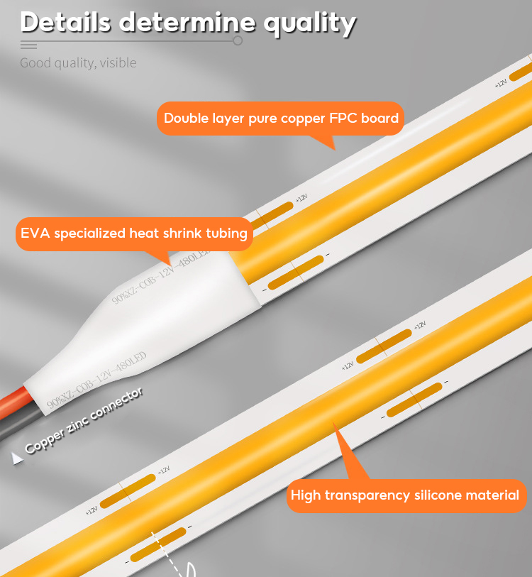 LED Strip Light COB 5M/10M flexible light strip Cutable lighting 12V ...