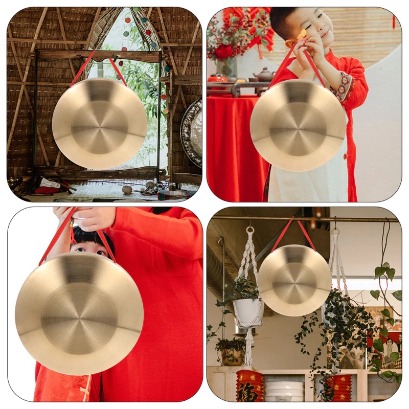 【COD】12/15cm Copper Hand Gong with Wooden Play Hammer Traditional ...