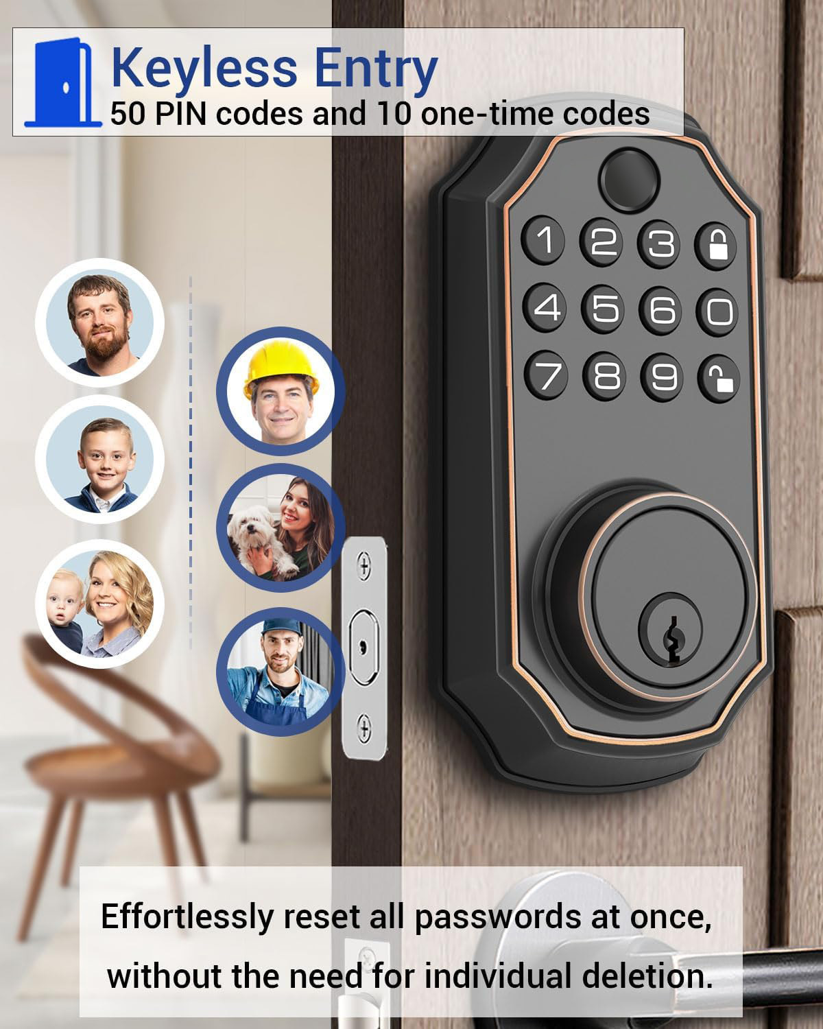 Four in one Smart door lock TUYA APP button password fingerprint lock ...