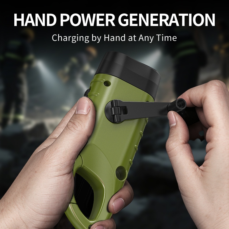 TIDY Portable Handcrank Flashlight with Solar Powered Rechargeable ...