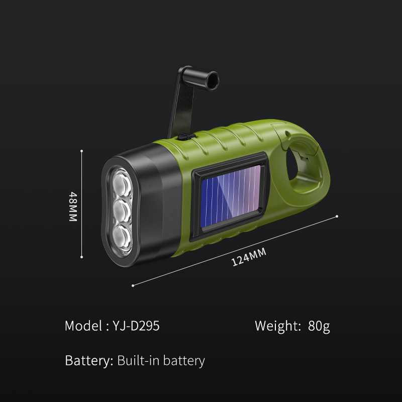 TIDY Portable Handcrank Flashlight with Solar Powered Rechargeable ...