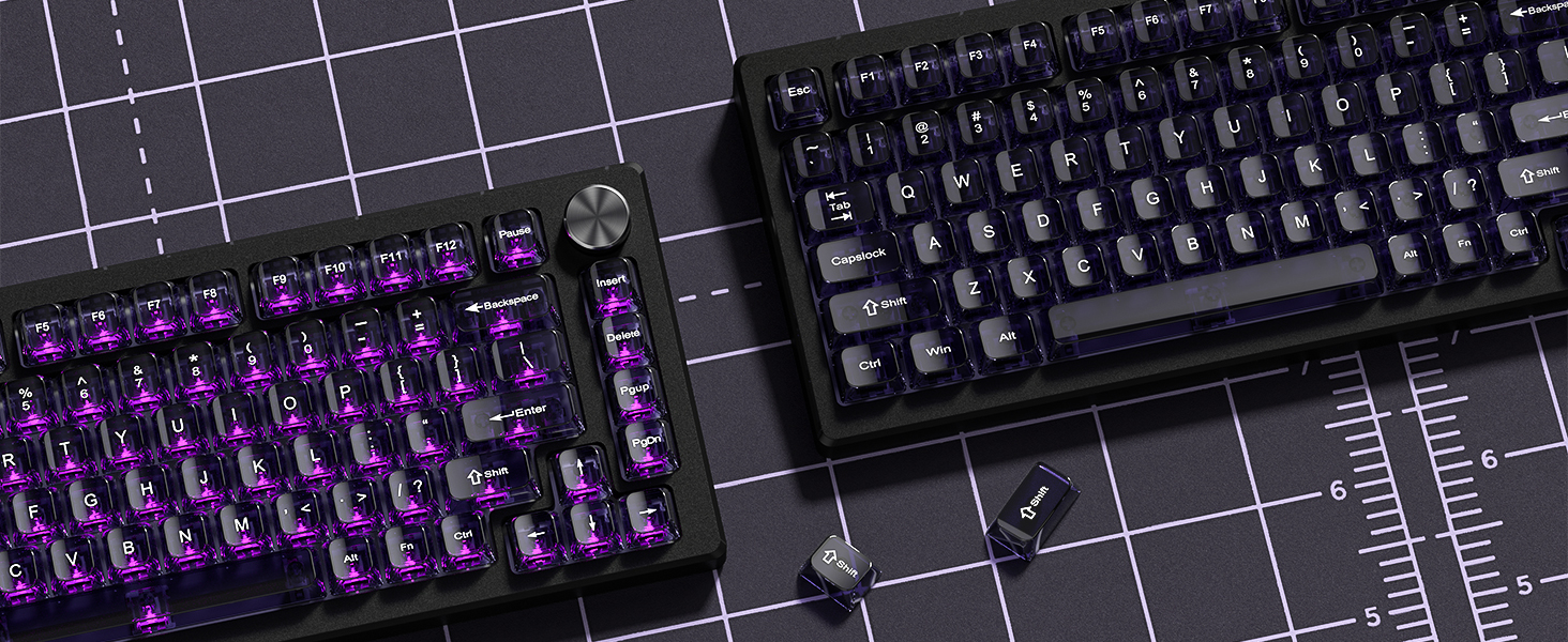 Purple Crysta Clear Keycaps 115 Keys Transparent MDA Profile Shine ...