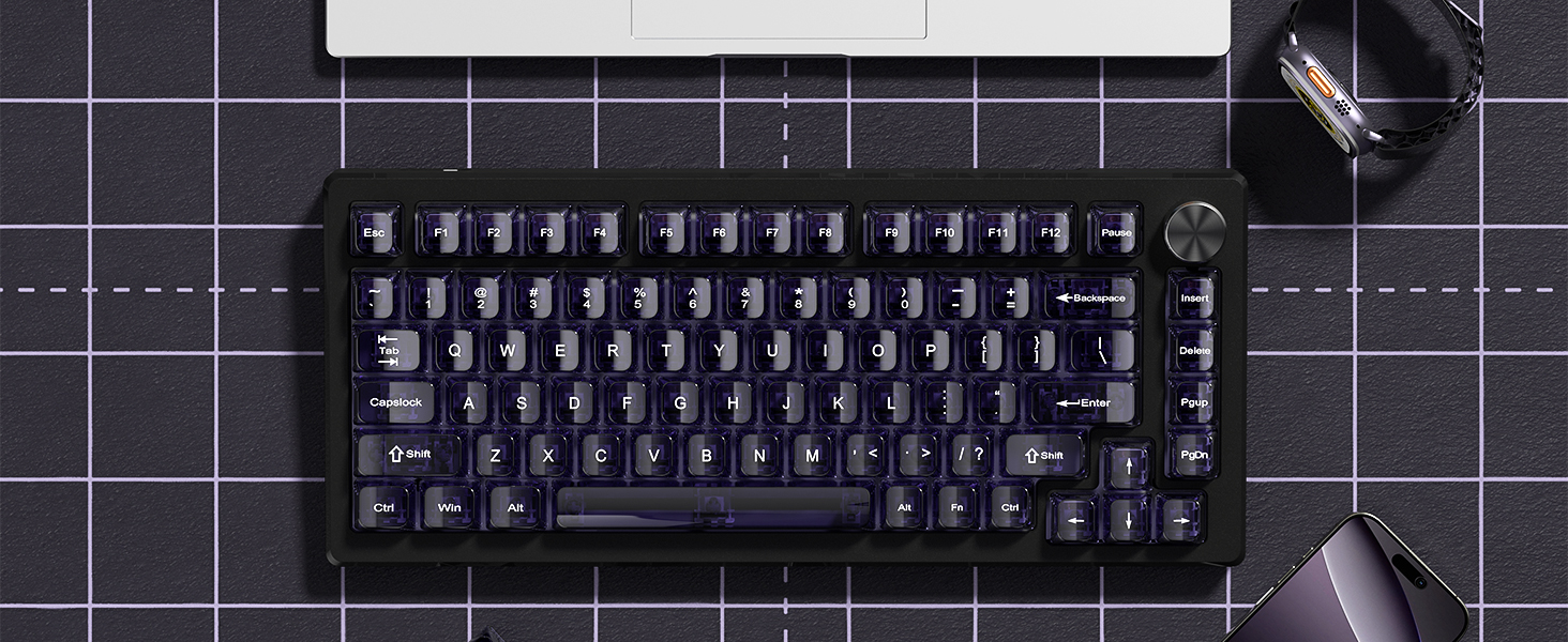 Purple Crysta Clear Keycaps 115 Keys Transparent MDA Profile Shine ...