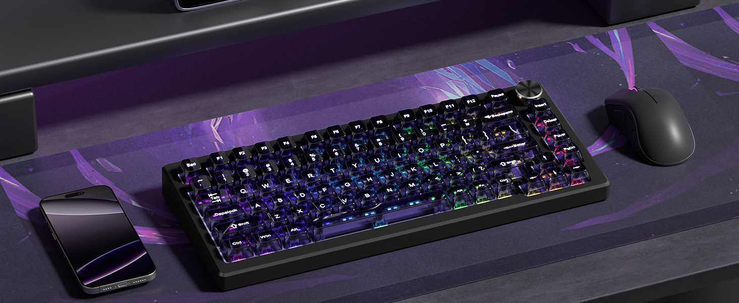 Purple Crysta Clear Keycaps 115 Keys Transparent MDA Profile Shine ...