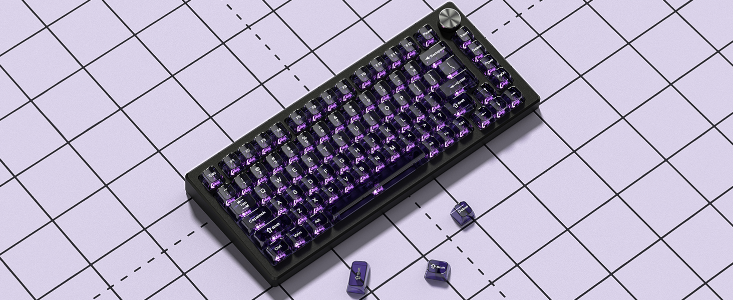 Purple Crysta Clear Keycaps 115 Keys Transparent MDA Profile Shine ...