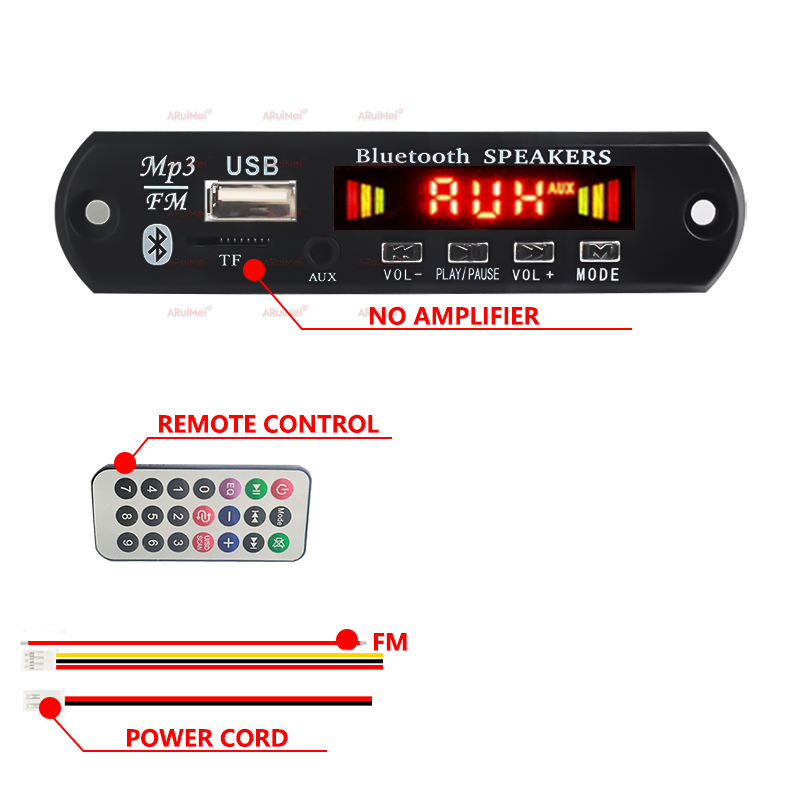 Mini Amplifier 12V DC Bluetooth 5.0 MP3 Board Supports USB/TF/FM Radio ...