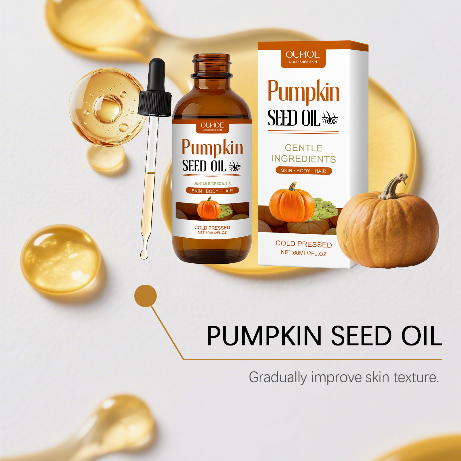 Ouhoe Pumpkin Seed Oil Serum for Thicker Hair: Nourishing, Softening ...