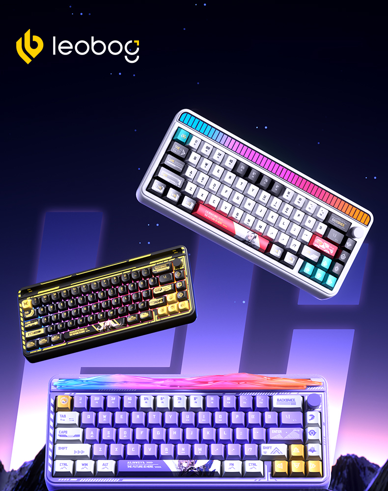 AULA LEOBOG Hi65 Customized Mechanical Keyboard 66Key Tri-Mode CNC Aluminum Case RGB Knob ...