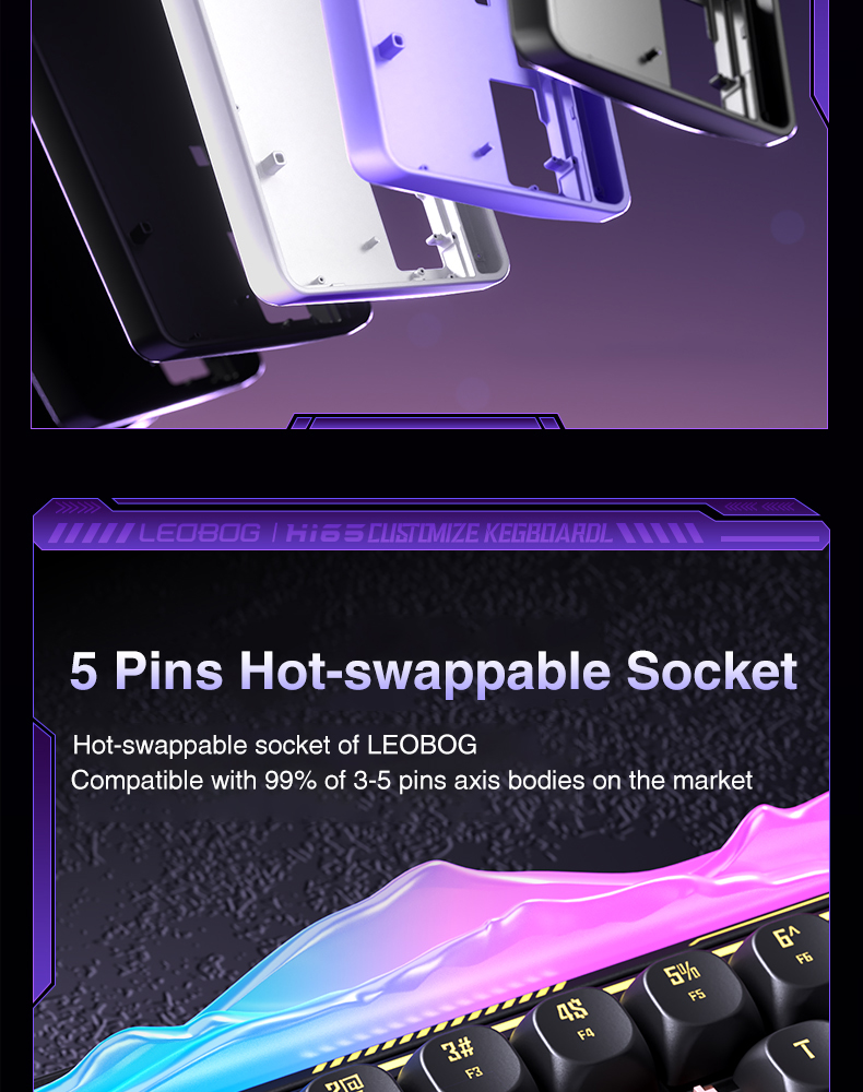 AULA LEOBOG Hi65 Customized Mechanical Keyboard 66Key Tri-Mode CNC ...