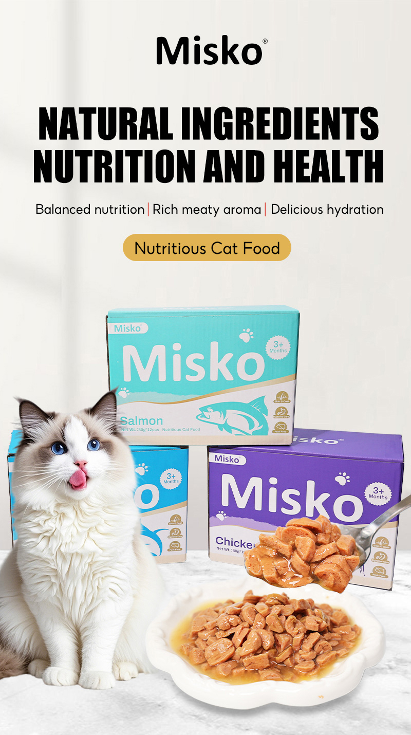 Misko Cat Wet Food Pouches 12x80g+FREE Gift (Cat Stick Snacks 15g x ...