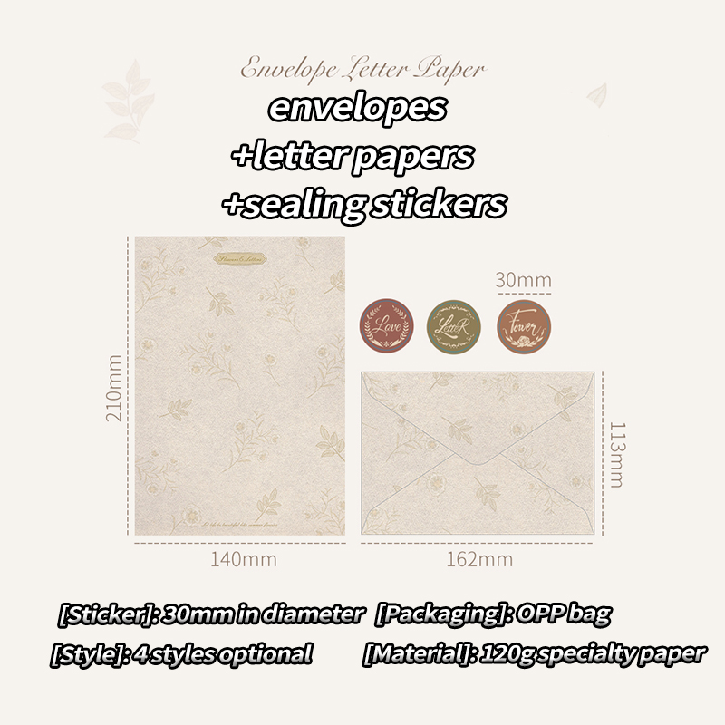 ONHAND Vintage Floral Envelope Set Thick Specialty Paper Free Letter ...