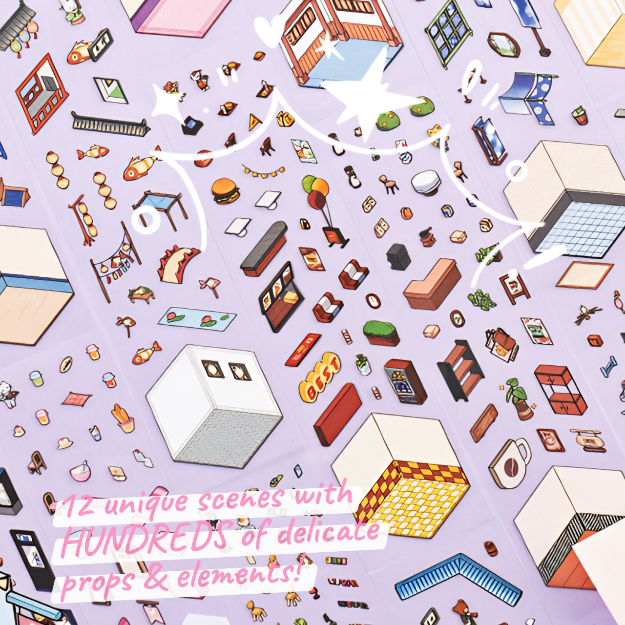 Super Mini 3D Landscape Sticker Book Kawaii Mini Scene Stickers ...