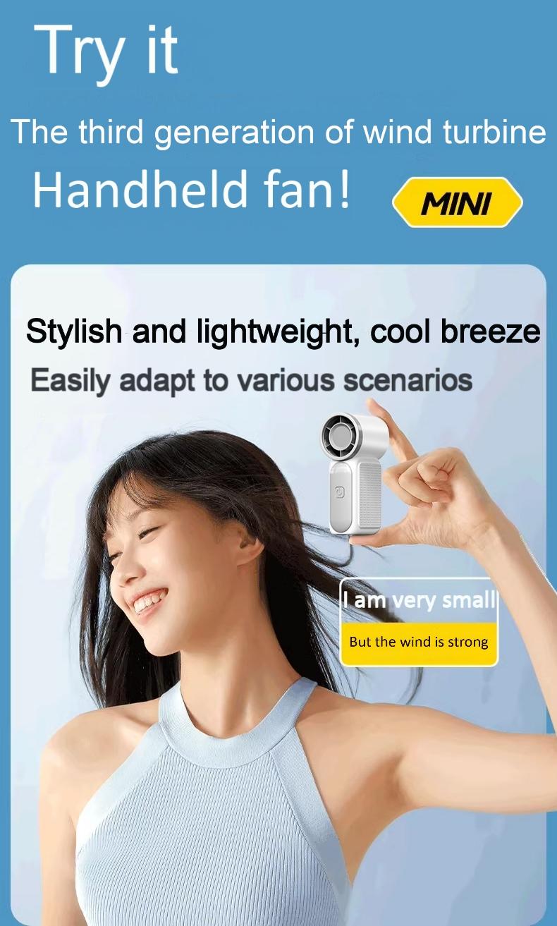 Smallest fan (2025 new) 3600mAh portable mini handheld turbo fan 3.5 ...