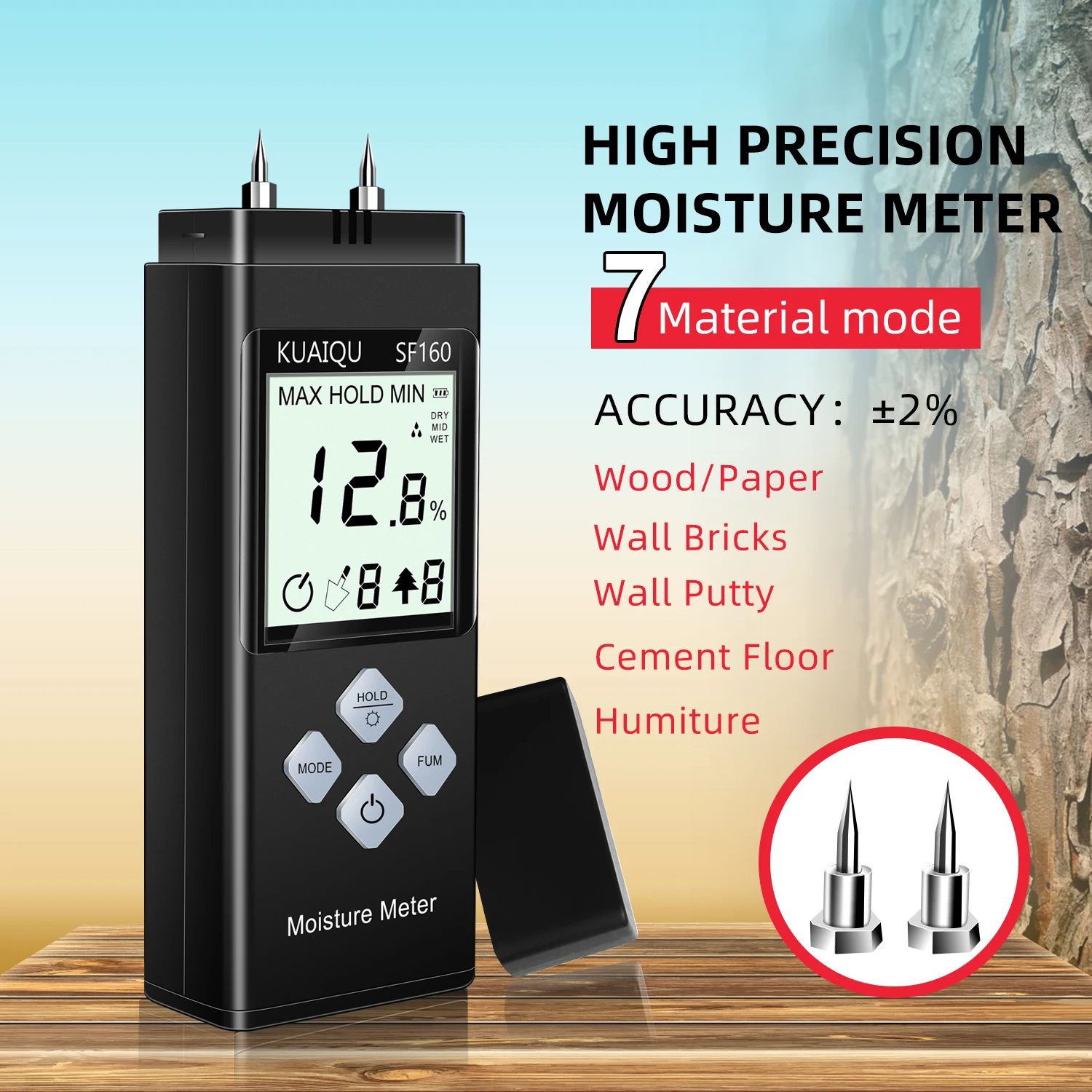SF160 Wood Moisture Analyzer LCD Digital Display Hygrometer Tester 7 ...