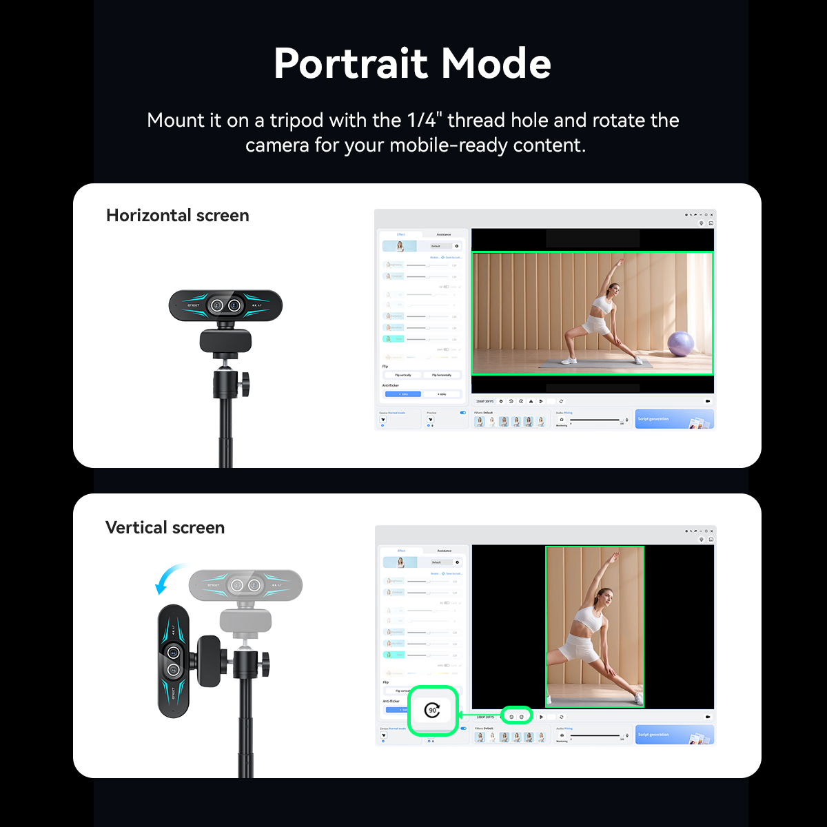 With Remote Control 4K Webcam Ultra HD 4K Dual Webcam with Auto Focus ...