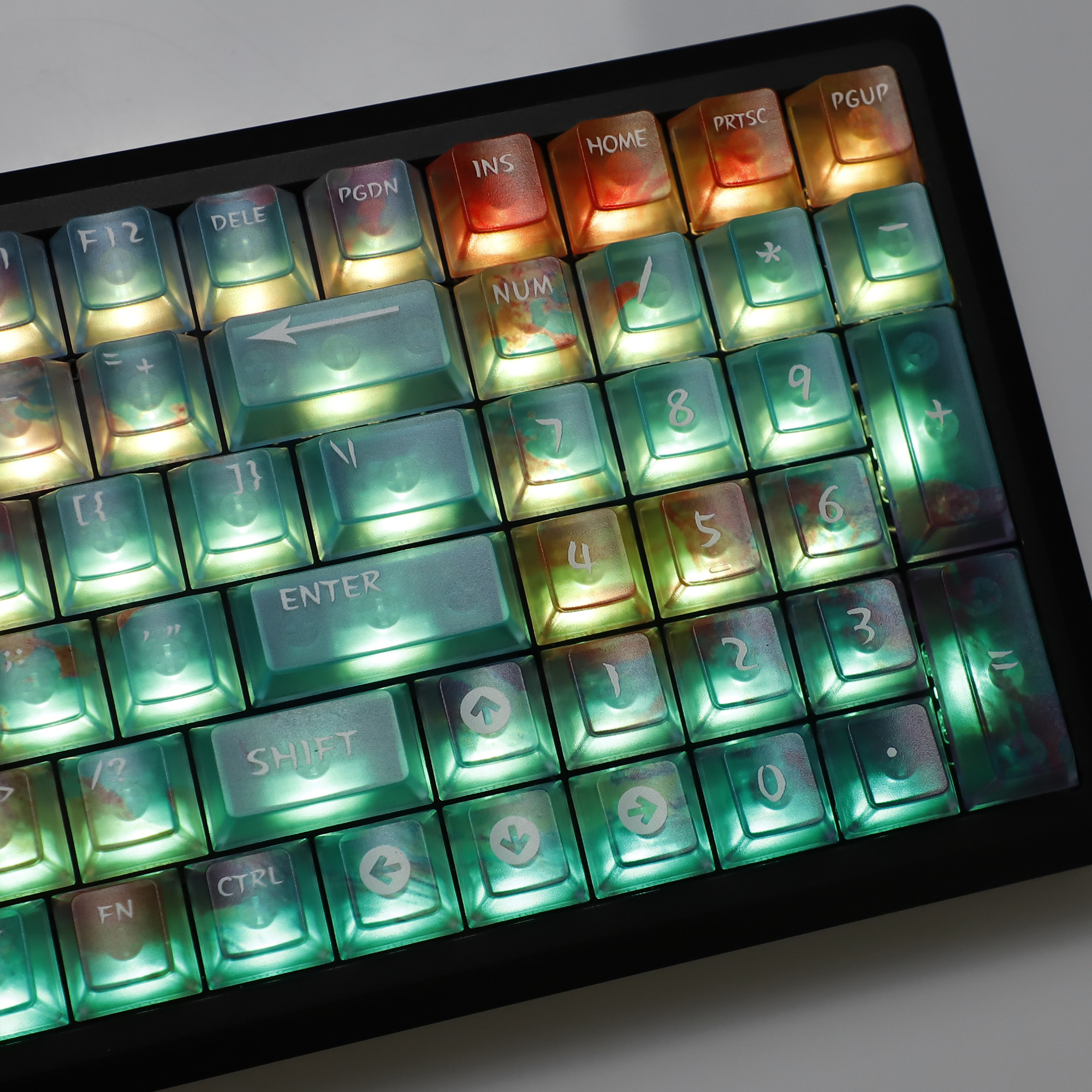 YMDK Kai Zhou Theme Gradient Frosted Clear 120 Keys Cherry Profile PC ...