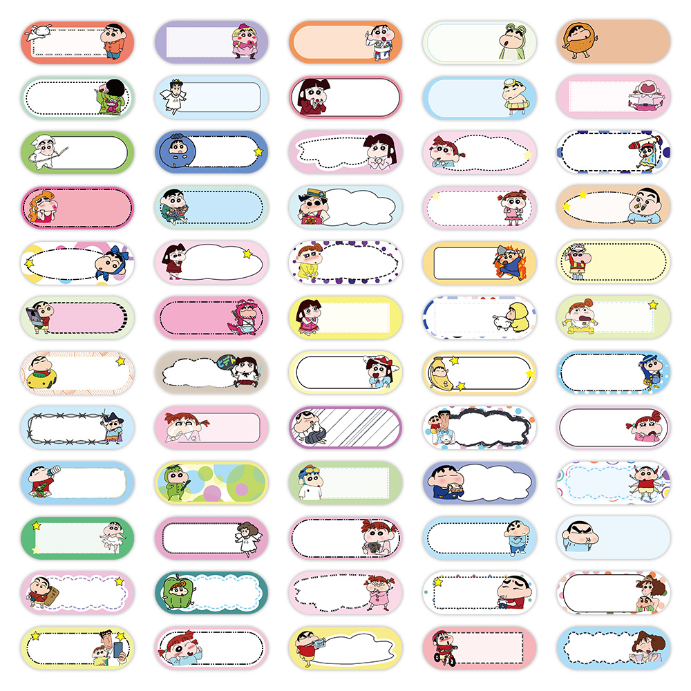 60PCS Cute Crayon Shin-chan Name Stickers For Kids Cartoon Waterproof ...