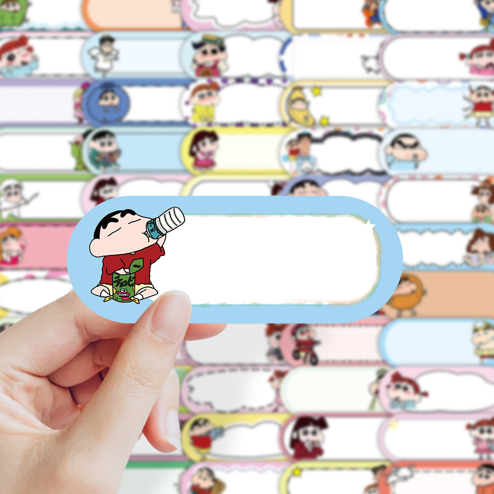 60PCS Cute Crayon Shin-chan Name Stickers For Kids Cartoon Waterproof ...
