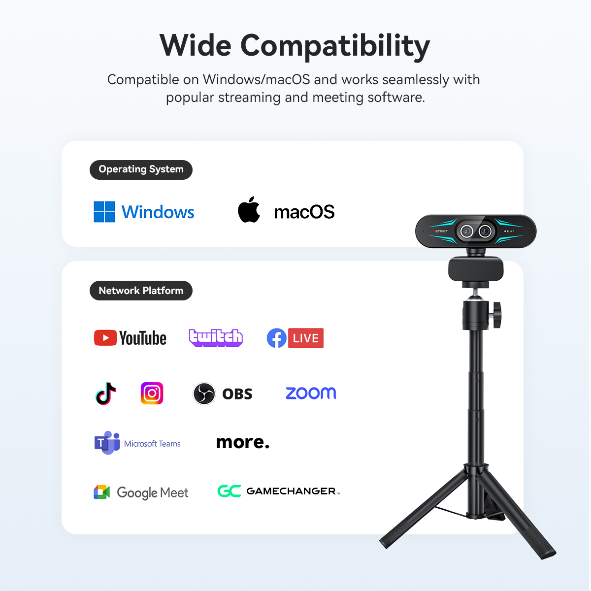 With Remote Control 4K Webcam Ultra HD 4K Dual Webcam with Auto Focus ...