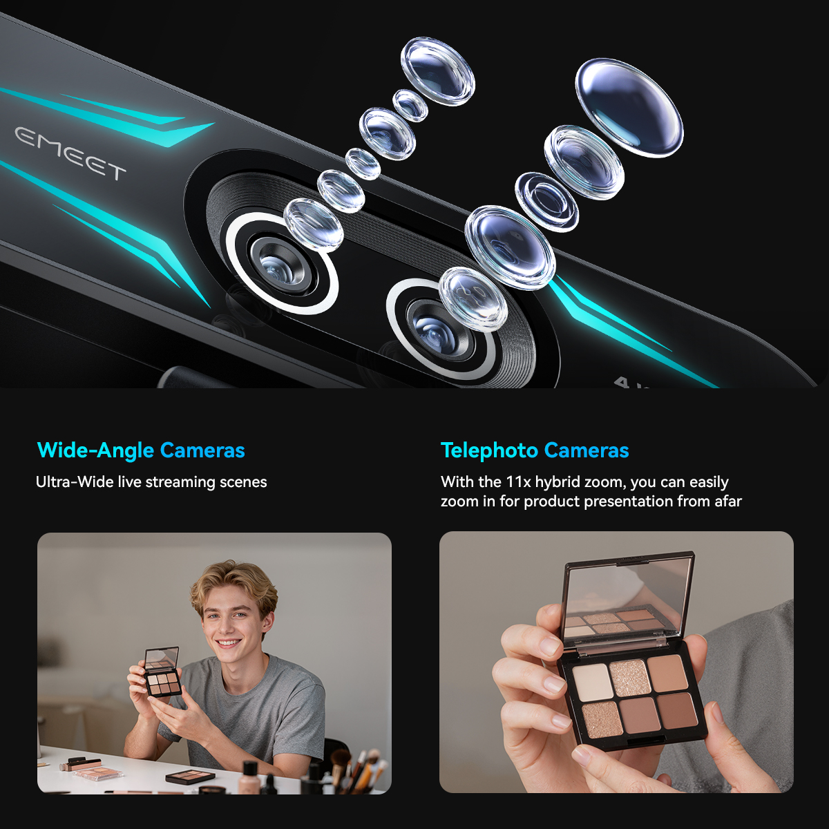 With Remote Control 4K Webcam Ultra HD 4K Dual Webcam with Auto Focus ...