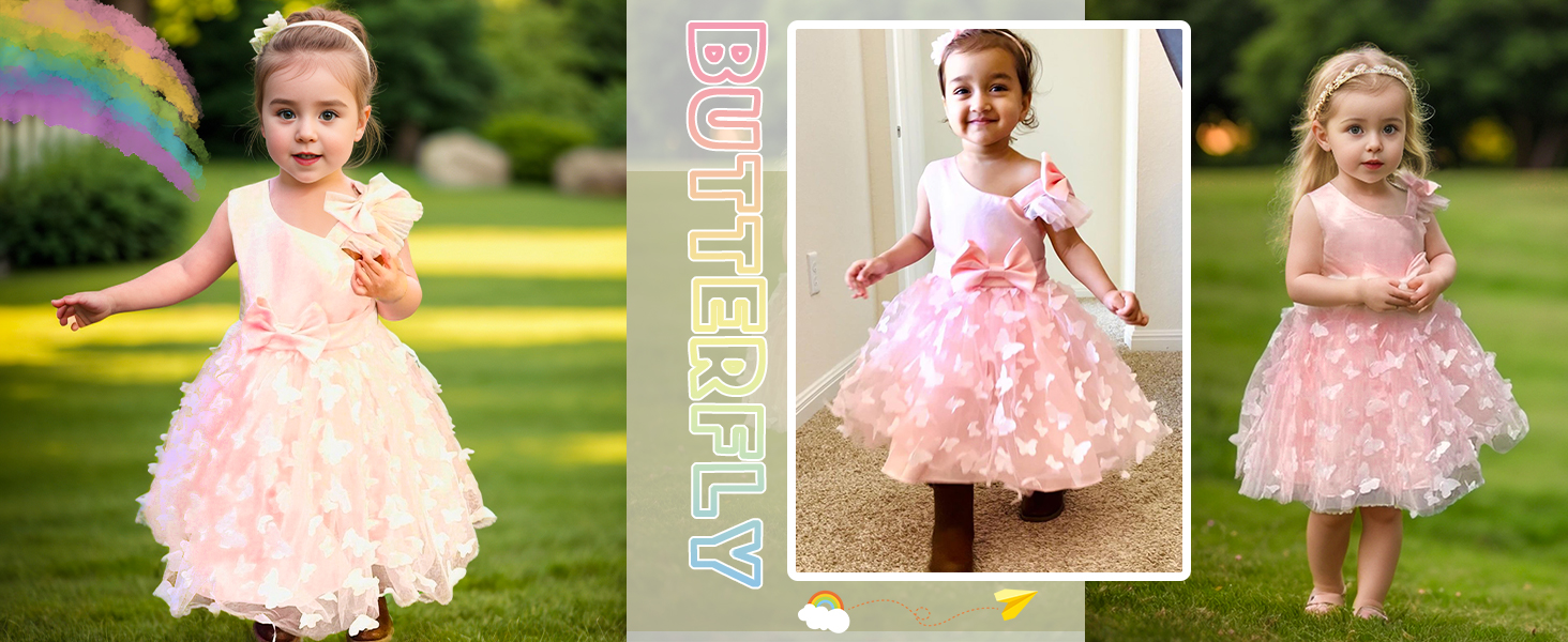 Infant Baby Baptism Dress Bowknot Butterfly Tutu Dress With Headband ...