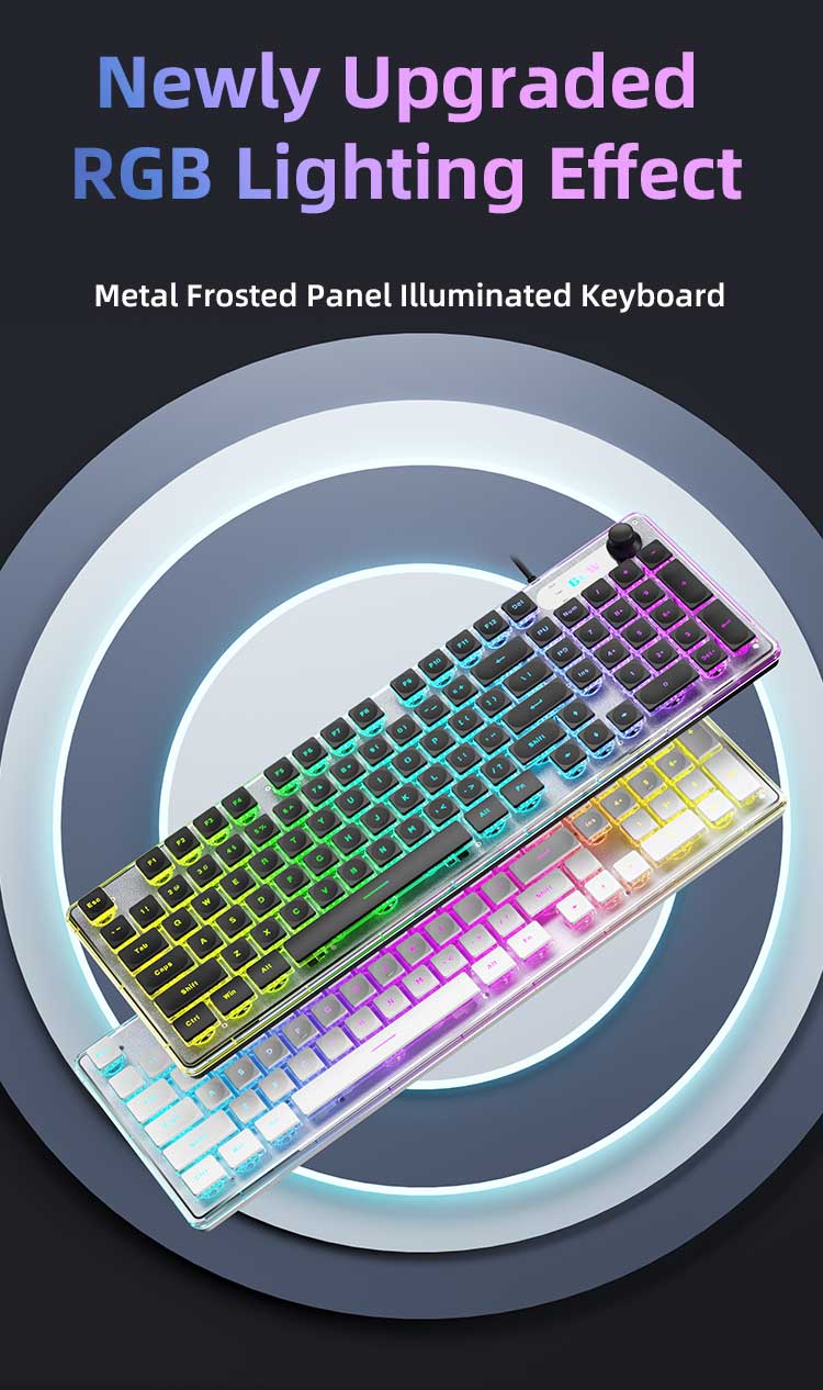 BOW Wired Mechanical Feel Keyboard Tri-Mode RGB Wireless Backlit Gaming ...