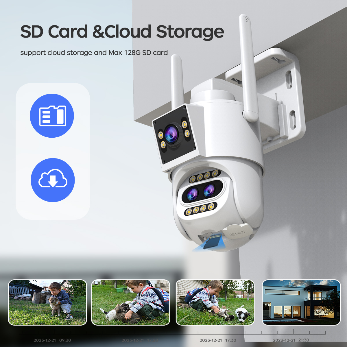 Jooan 8MP Outdoor Waterproof Three Lens Dual Views Wifi CCTV Camera 10X ...