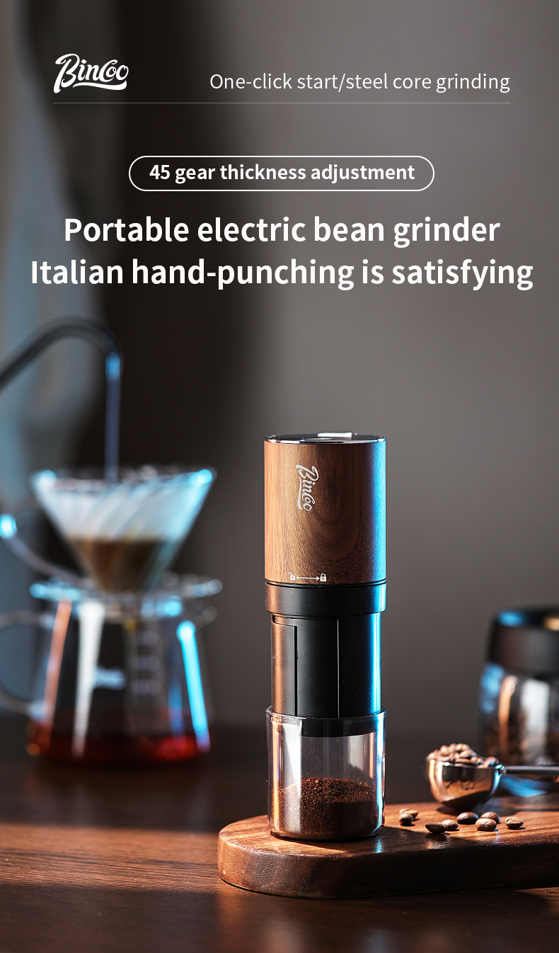 BINCOO Portable Electric Coffee Grinder Italian-Style Compact Manual ...