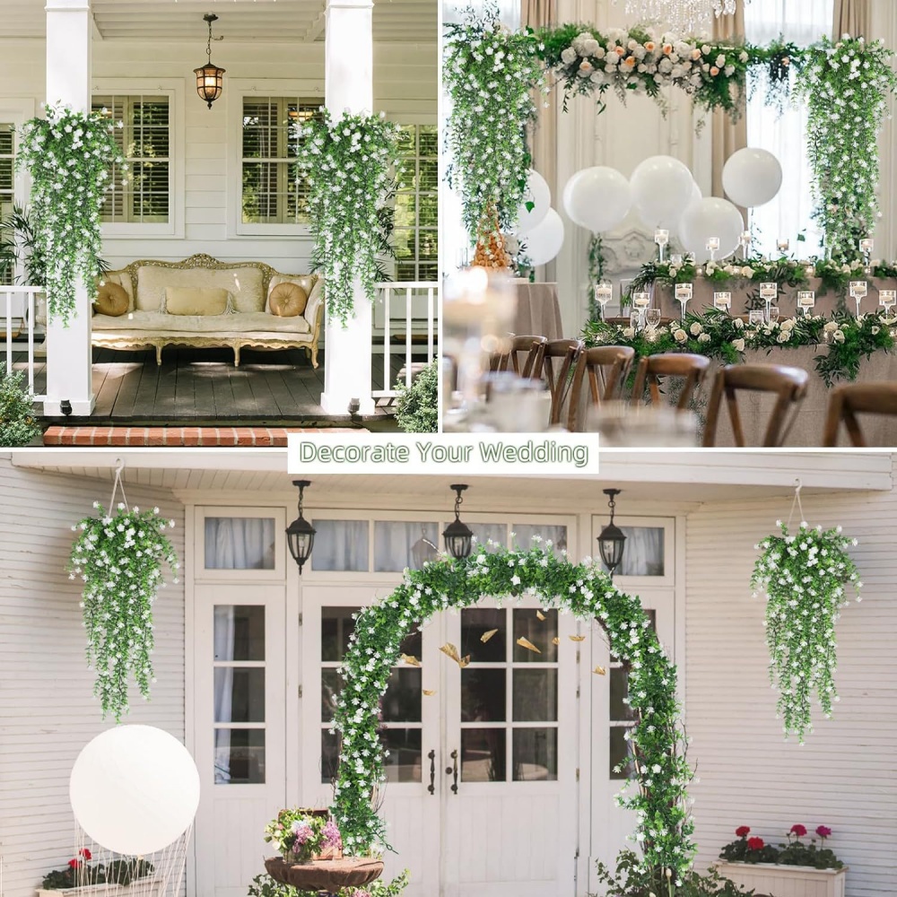 Dangling Artificial Plant Wall Mounted Decor Hanging Flowers Vine ...