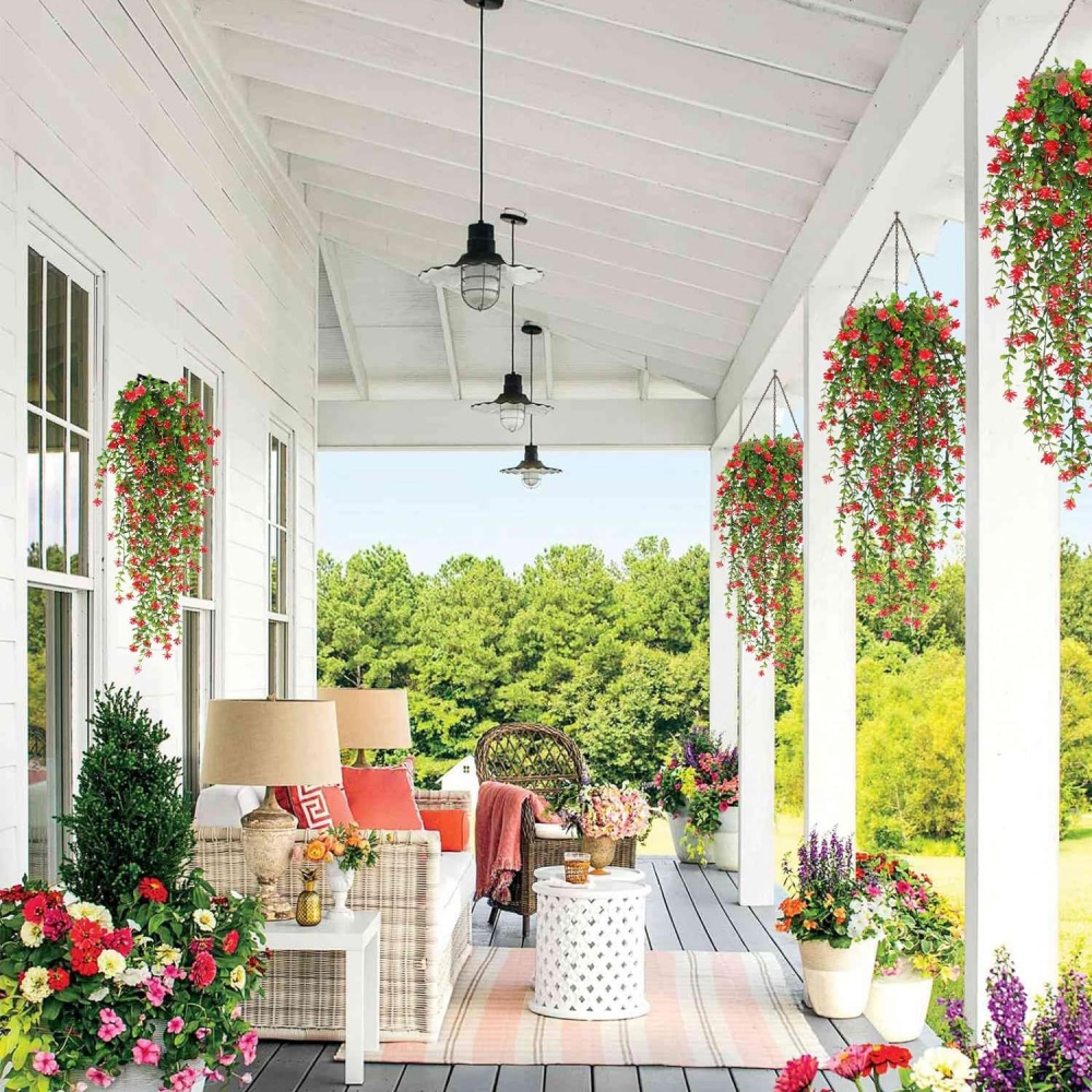 Dangling Artificial Plant Wall Mounted Decor Hanging Flowers Vine ...
