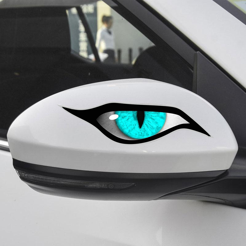 2Pcs 3D Stereo Motorcycle Reflective Cat's Eyes Sticker Mirror Decal ...