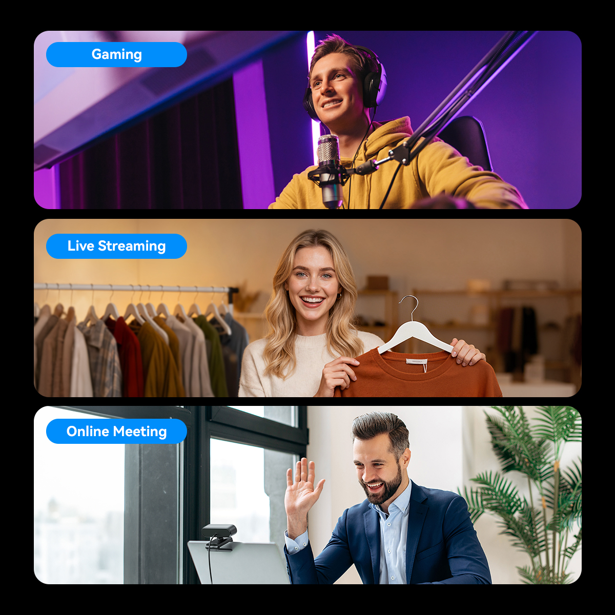 With Remote Control 4K Webcam Ultra HD 4K Dual Webcam with Auto Focus ...