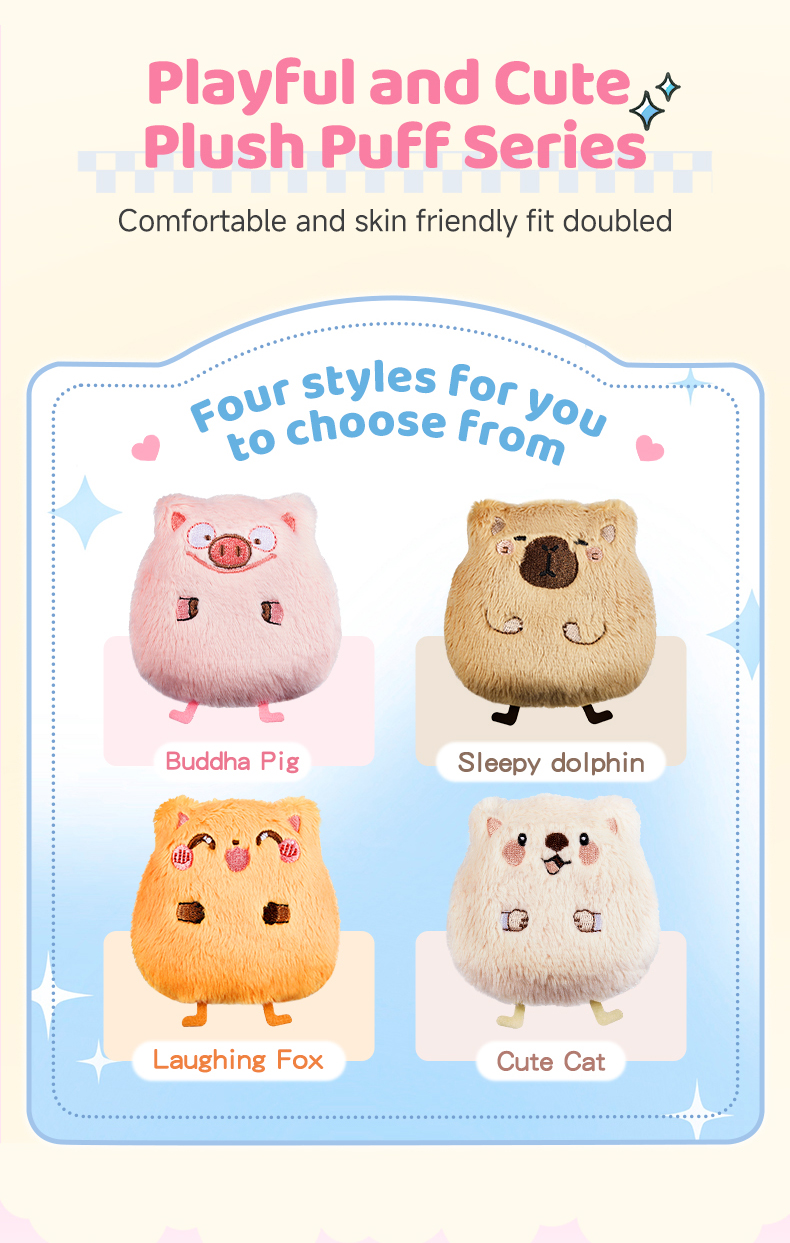 GECOMO Plush Puff Series Baby Friendly Soft Thick Loofah Powder Makeup ...